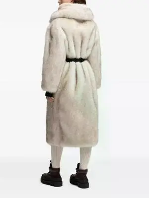 Moncler Faux Fur Belted Coat