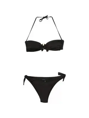 FISICO Ruched Side-tie Bikini With Gold-tone Hardware - Black