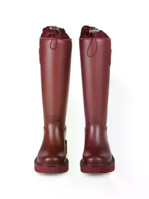 Moncler Logo-patch Drawstring Knee-high Boots - Red