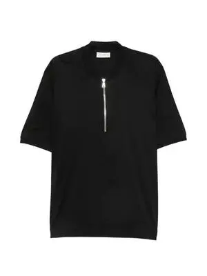 YES LONDON Quarter-zip Short-sleeve T-shirt - Black