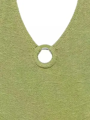 Hunza G Celine Crinkle Effect V-neck Swimsuit - Green