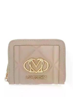 Moschino Quilted Logo-plaque Wallet - Neutrals
