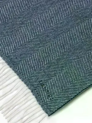 LANVIN Herringbone-pattern Fringed Scarf