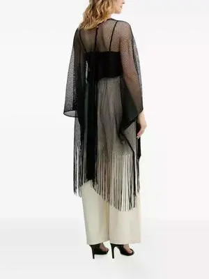 Joseph Ribkoff Open-knit Cardigan With Fringe Trim - Black