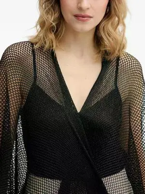 Joseph Ribkoff Open-knit Cardigan With Fringe Trim