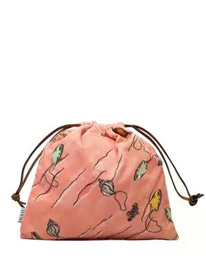 Loewe 2021 Paula's Ibiza Seashell Print Drawstring Pouch - Pink