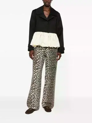 GANNI Leopard Print Wide Leg Jeans