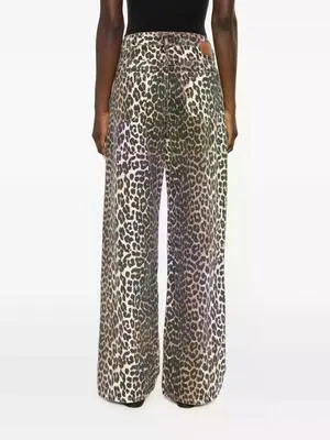 GANNI Leopard Print Wide Leg Jeans