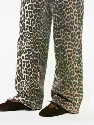 GANNI Leopard Print Wide Leg Jeans