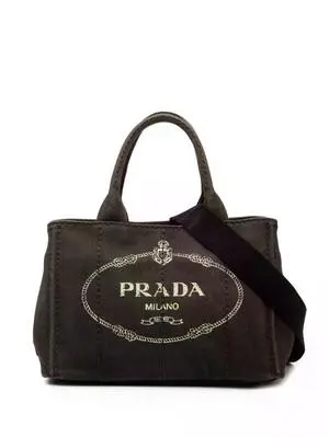 Prada Small Canapa Logo Satchel - Black