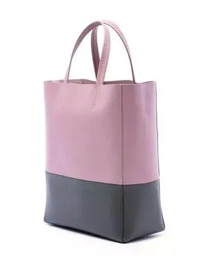 Celine Grained Calfskin Vertical Cabas Tote Satchel - Grey