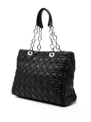 Dior Lambskin Cannage Lady Soft Shopping Tote Bag - Black