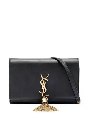 Saint Laurent Smooth Calfskin Monogram Kate Tassel Chain Wallet Crossbody Bag - Black
