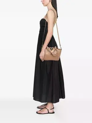 Valentino Garavani Studded Leather Trapeze Satchel - Brown