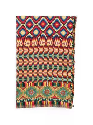PIERRE-LOUIS MASCIA Geometric-print Fringed Scarf - Red