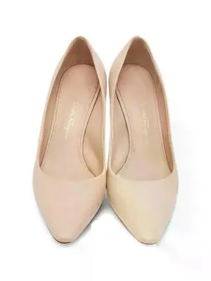 FERRAGAMO Beige Leather Pointed-toe High Heel Pumps