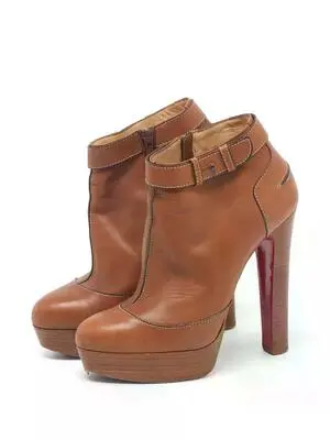 CHRISTIAN LOUBOUTIN Leather Platform Ankle Boots With Contrast Stitching