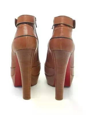CHRISTIAN LOUBOUTIN Leather Platform Ankle Boots With Contrast Stitching