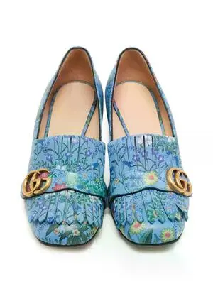Gucci Gg Marmont Floral Print Leather Heeled Pumps