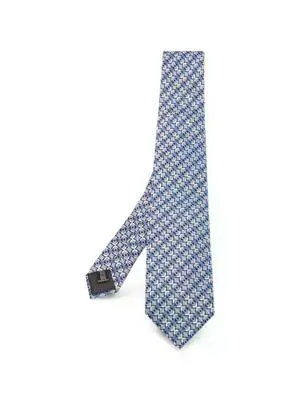 Gianfranco Ferre Silk Geometric Jacquard Neck Tie - Blue