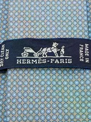 Hermès Geometric Pattern Silk Tie - Blue
