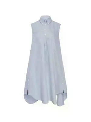 Thom Browne Sleeveless Oversized Midi Shirt Dress - Blue