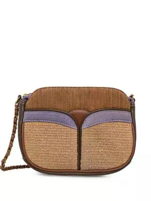 SESSUN Devine Woven-panel Leather Shoulder Bag