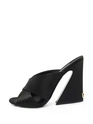 Dolce & Gabbana Satin Criss-cross Block Heel Sandals - Black