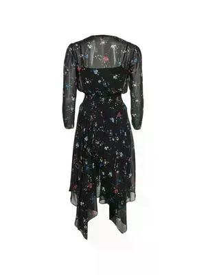 Maje Floral Print Tiered Midi Dress