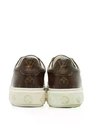 LOUIS VUITTON Time Out Monogram Canvas Lace-up Low Top Sneakers - Brown