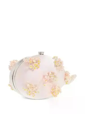 SELF-PORTRAIT Floral-appliqué Satin Clutch Bag