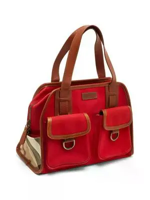 Burberry Nova Check Satchel Bag - Red