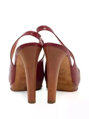 SERGIO ROSSI Eel Leather Peep-toe Slingback Pumps