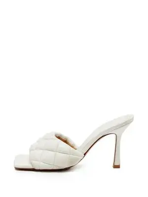 Bottega Veneta Lido Quilted Heeled Sandals - White