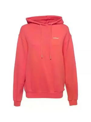 Off-White Cotton Hoodie With Logo Detail - Red