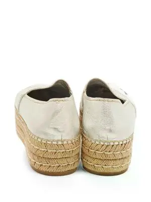 Prada Metallic Leather Platform Espadrilles