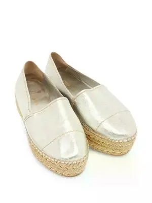 Prada Metallic Leather Platform Espadrilles