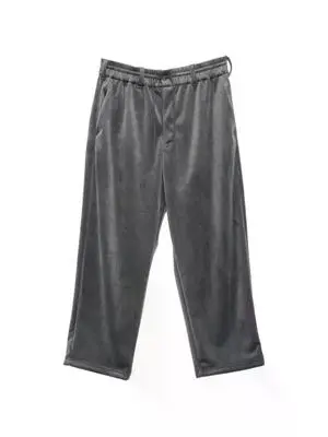 Y3 Logo Print Wide-leg Velvet Trousers - Grey