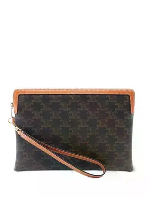 Celine Triomphe Pattern Clutch Bag - Black