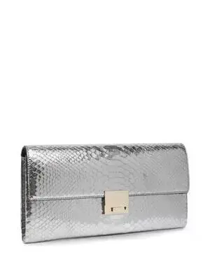 TOM FORD Python-effect Push-lock Clutch Bag - Silver