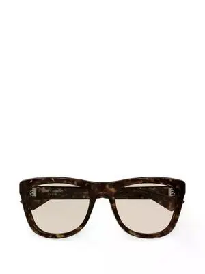 Saint Laurent Tortoiseshell Effect Square Frame Sunglasses - Brown