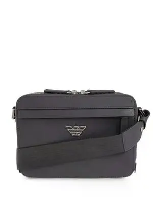 Emporio Armani Logo Applique Messenger Bag - Grey