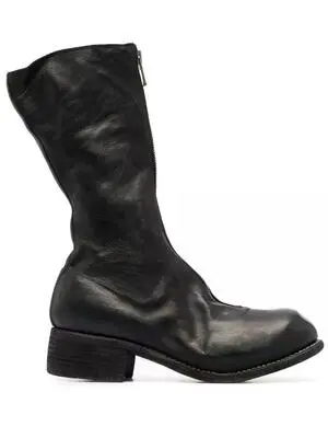 Guidi Front-zip Leather Boots - Black