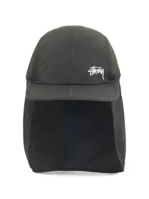 StÜssy Logo Embroidered Panel Cap - Black