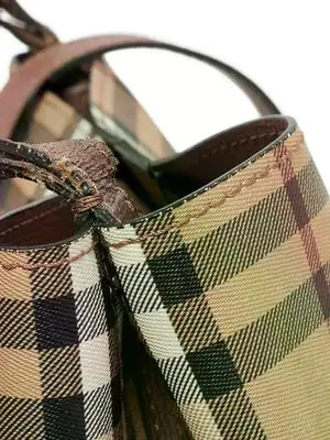 Burberry Haymarket Check Leather Trim Bucket Bag