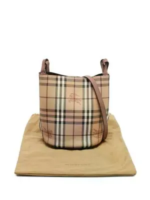 Burberry Haymarket Check Leather Trim Bucket Bag