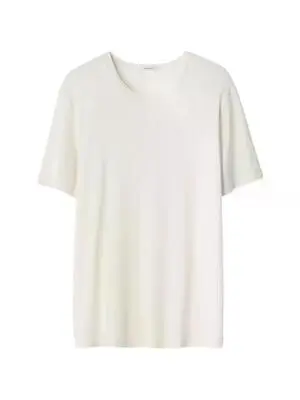 LEMAIRE Scoop-neck T-shirt In Ribbed Jersey - White