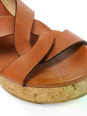 JIMMY CHOO Leather Wedge Sandals