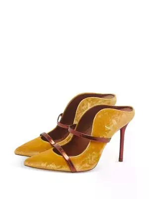 MALONE SOULIERS Maureen Velvet Heeled Mules - Yellow