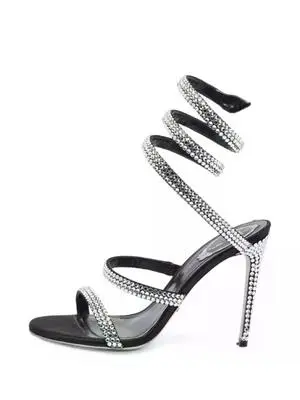 Rene Caovilla Cleo Satin Embellished Stiletto Sandals
